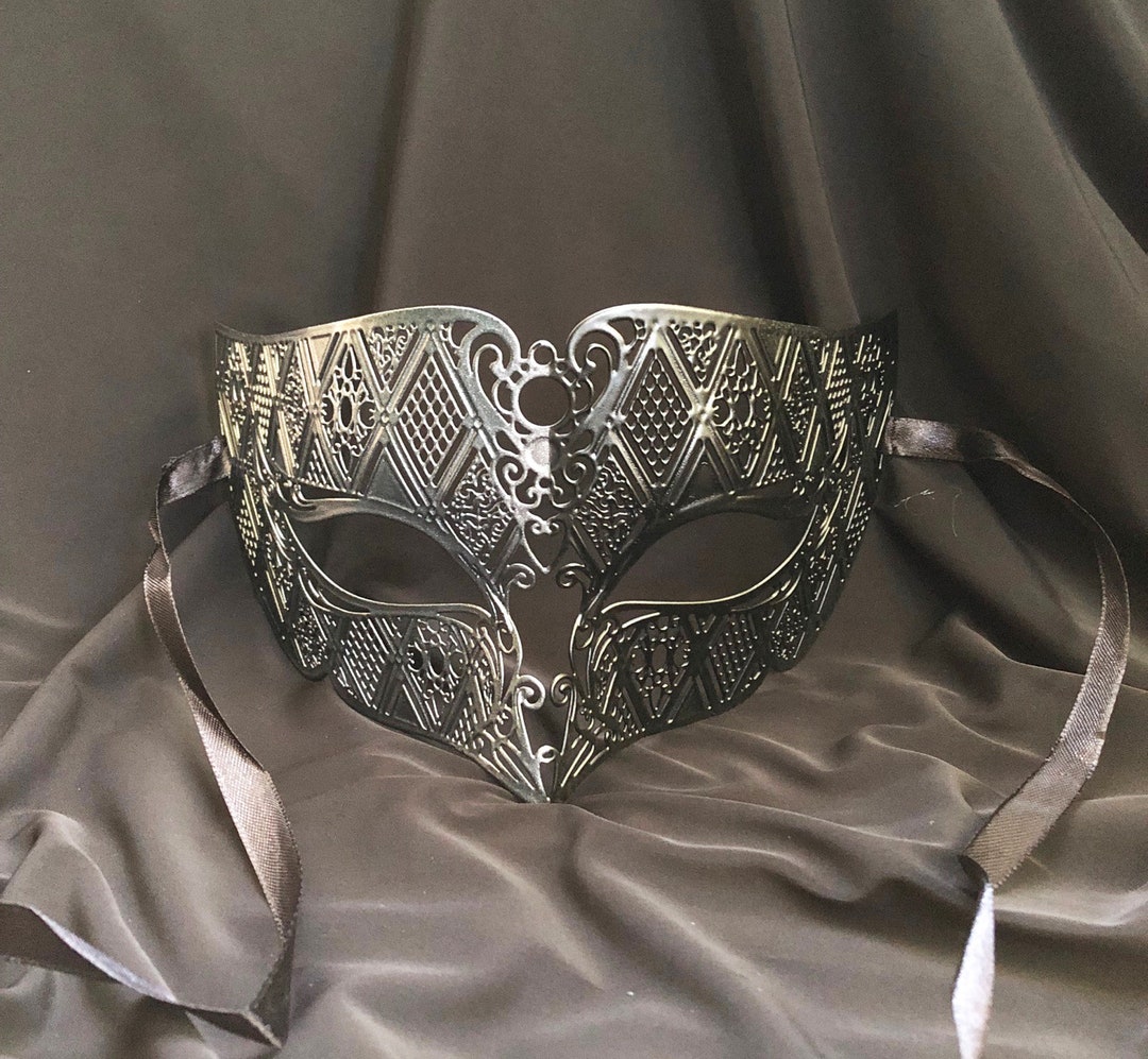 Men's Silver and Black Mask Venetian Masquerade Metal Mask - Etsy
