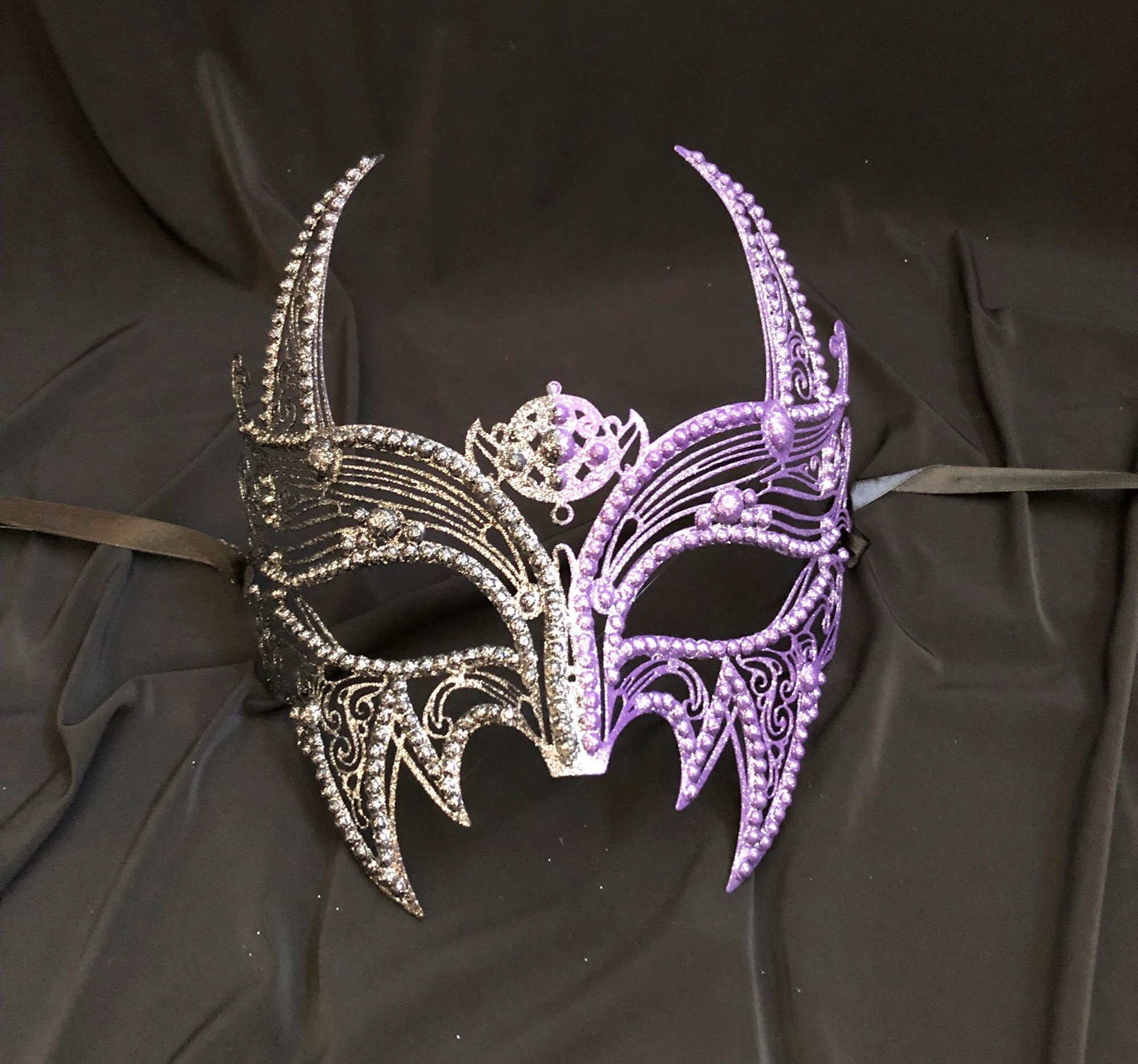 Women's Luxury Metal Mask Black and Purple Venetian - Etsy