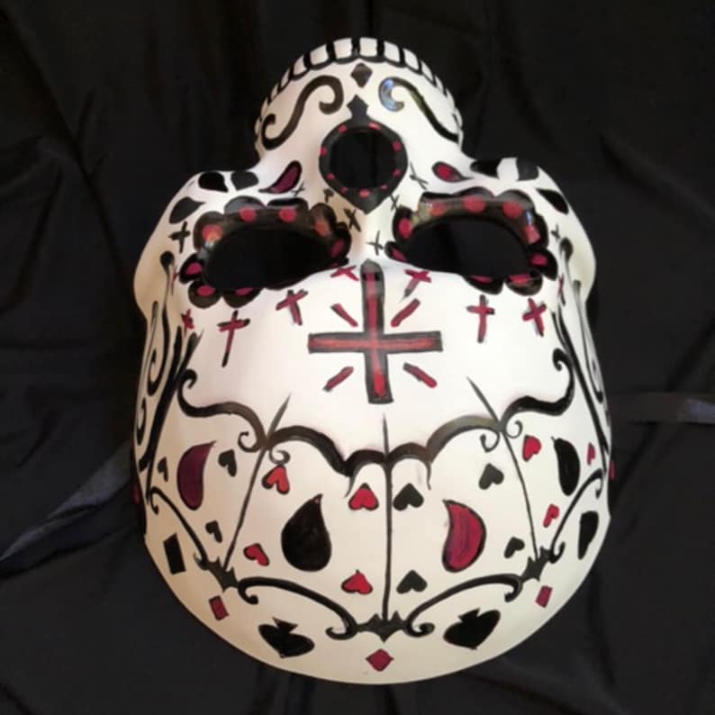 Day of the Dead Sugar Skull Mask Red and Black - Etsy