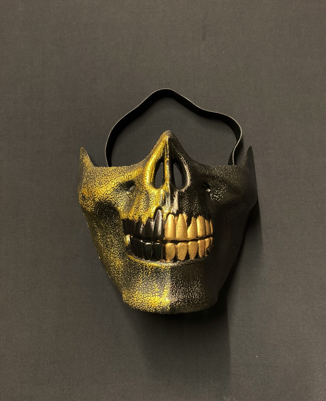 Half Skull Mask Zombie Mask Gold Black - Etsy
