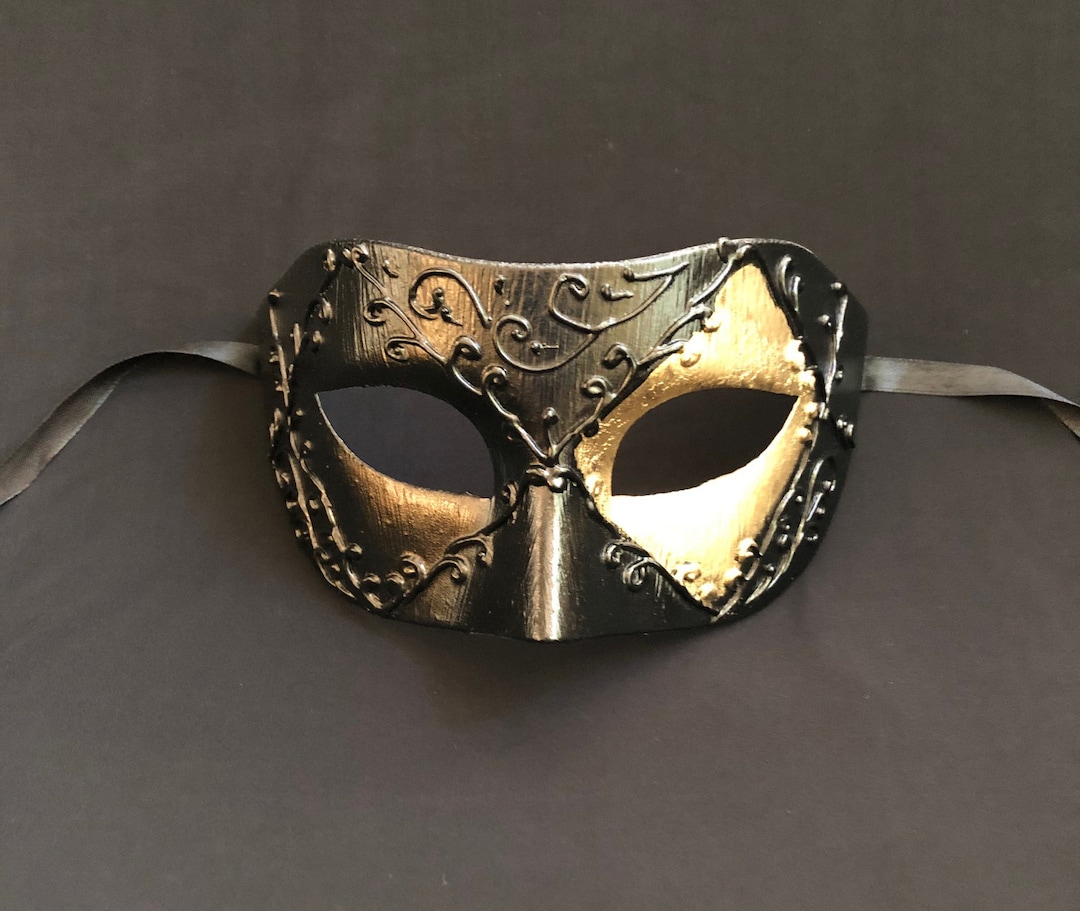 Men's Gold and Black Mask Venetian Masquerade Mask - Etsy