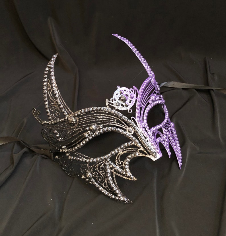 Women's Luxury Metal Mask Black and Purple Venetian - Etsy