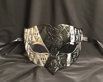 Silver and Black Masquerade Mask Laser Cut Metal Venetian Mask - Etsy