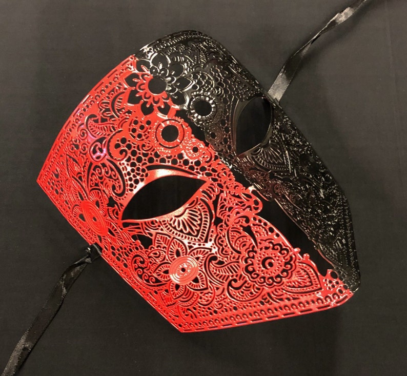 Red and Black Masquerade Mask Set: Venetian Metal Couple's Masks - Etsy
