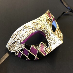 Men's Venetian Mask Masquerade Ball Mask Purple and Black - Etsy