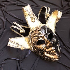 Abstract Venetian Mask Masquerade Jester Mask Gold and Black - Etsy