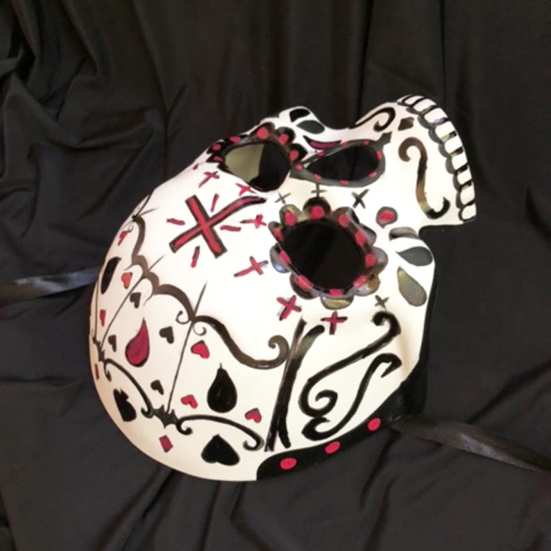 Day of the Dead Sugar Skull Mask Red and Black - Etsy