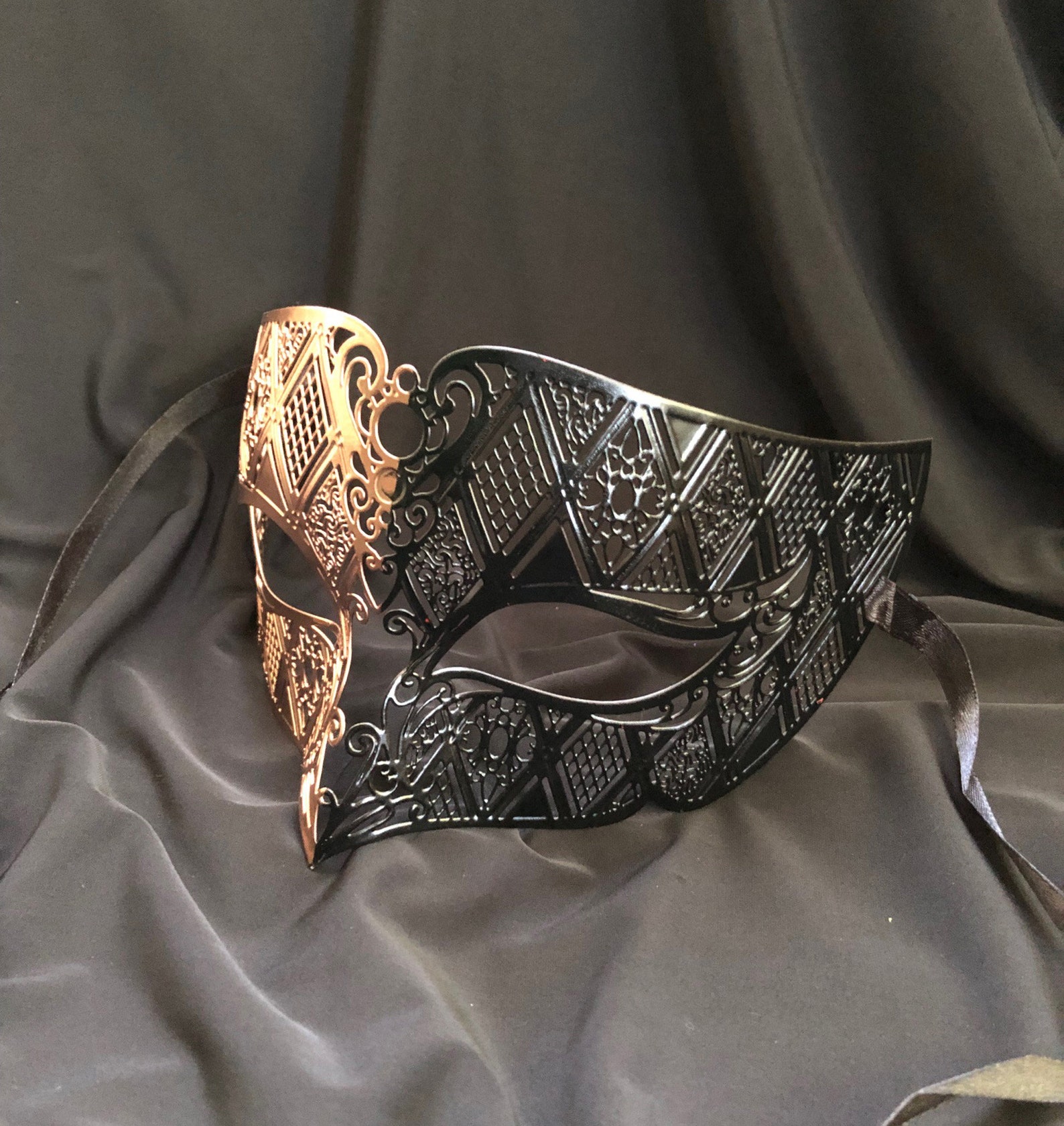 Men's Copper and Black Mask Masquerade Metal Mask - Etsy