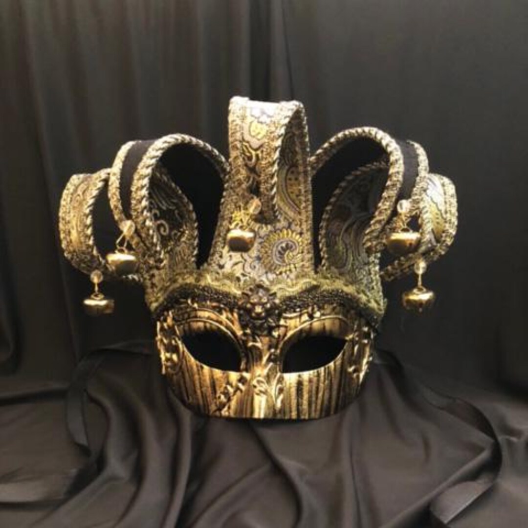 Jester Masquerade Mask Gold and Black Abstract Design - Etsy