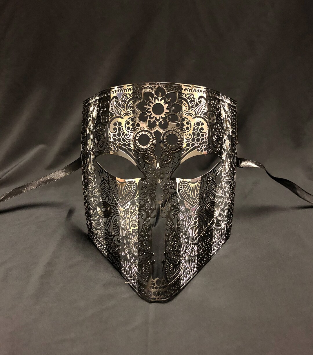 Men's Black and Silver Masquerade Mask Metal Venetian Mask - Etsy