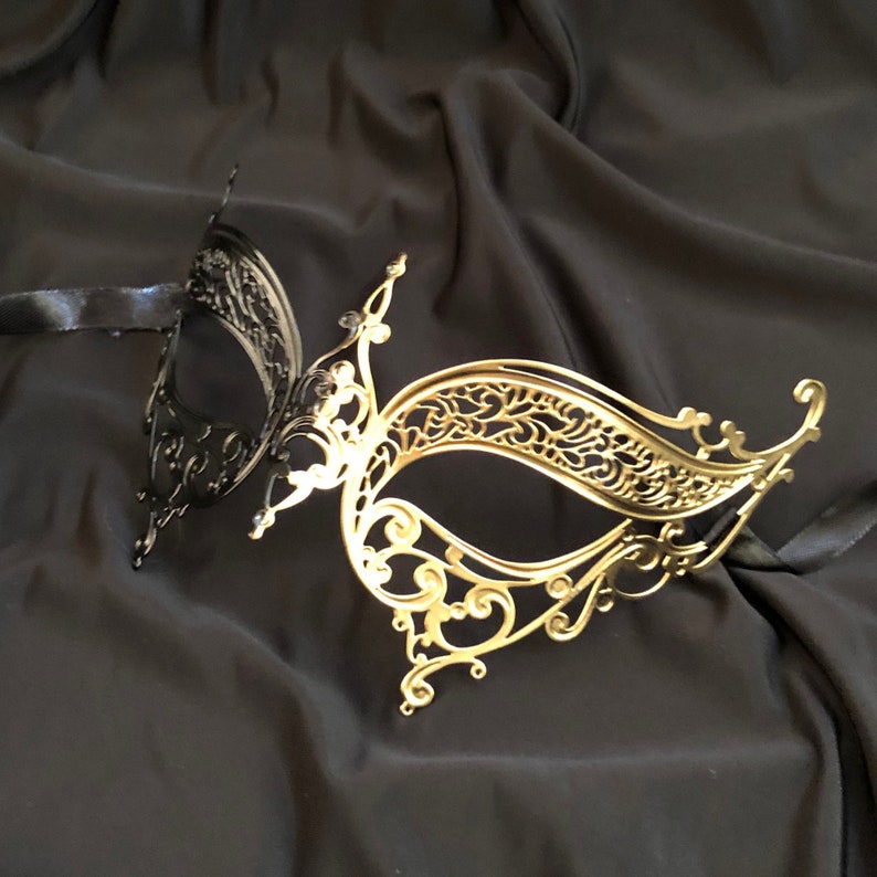 Women's Venetian Masquerade Masks Gold and Black Luxury Mask - Etsy