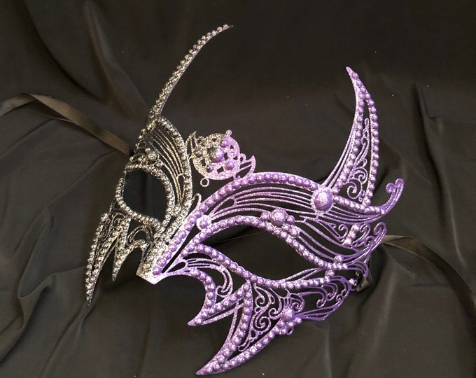 Purple Masquerade Mask Women, Purple Feather Mask, Purple Black ...
