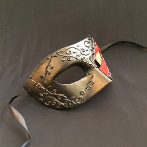 Men's Black and Red Mask Venetian Masquerade Mask - Etsy