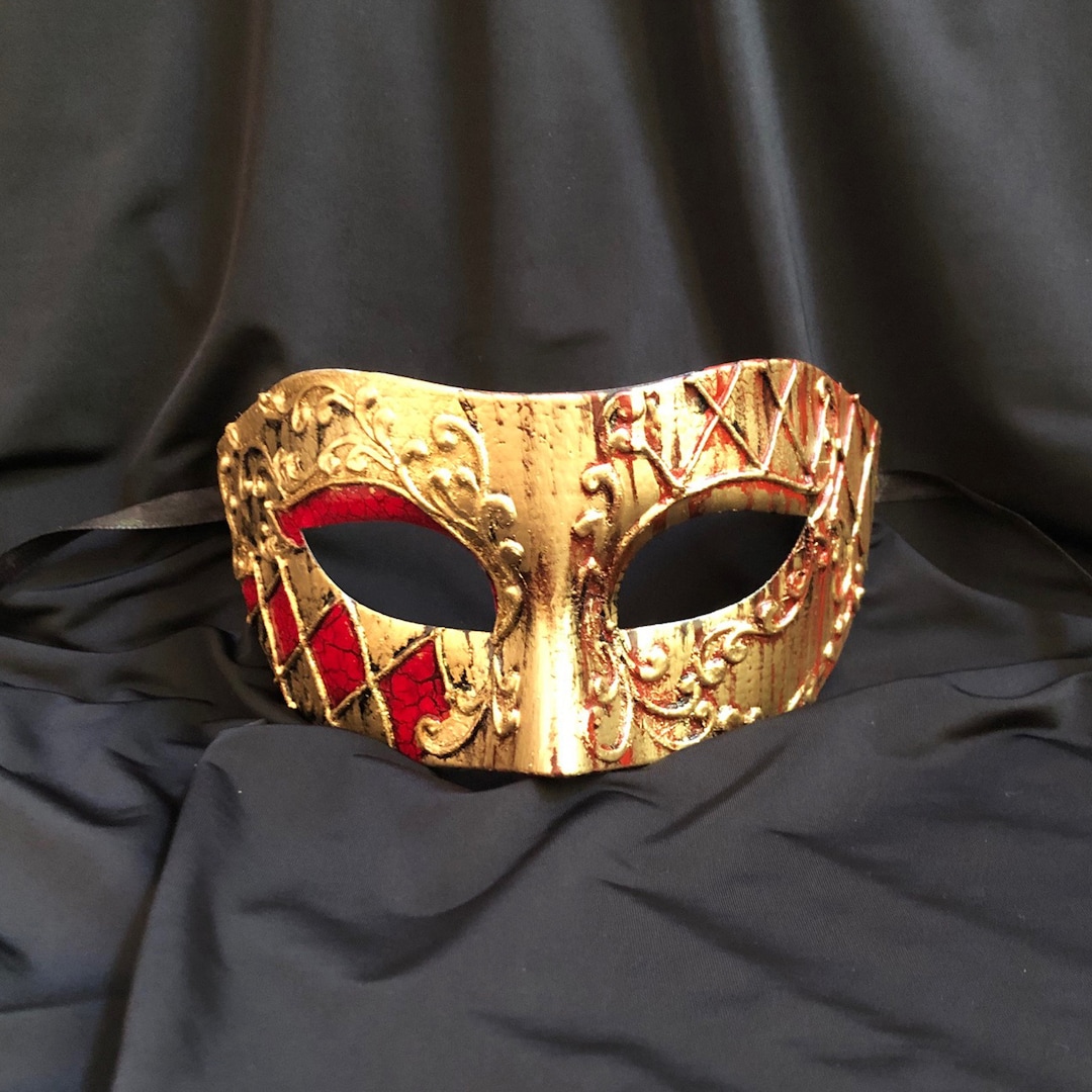 Men's Venetian Mask Masquerade Ball Mask Red and Black - Etsy UK