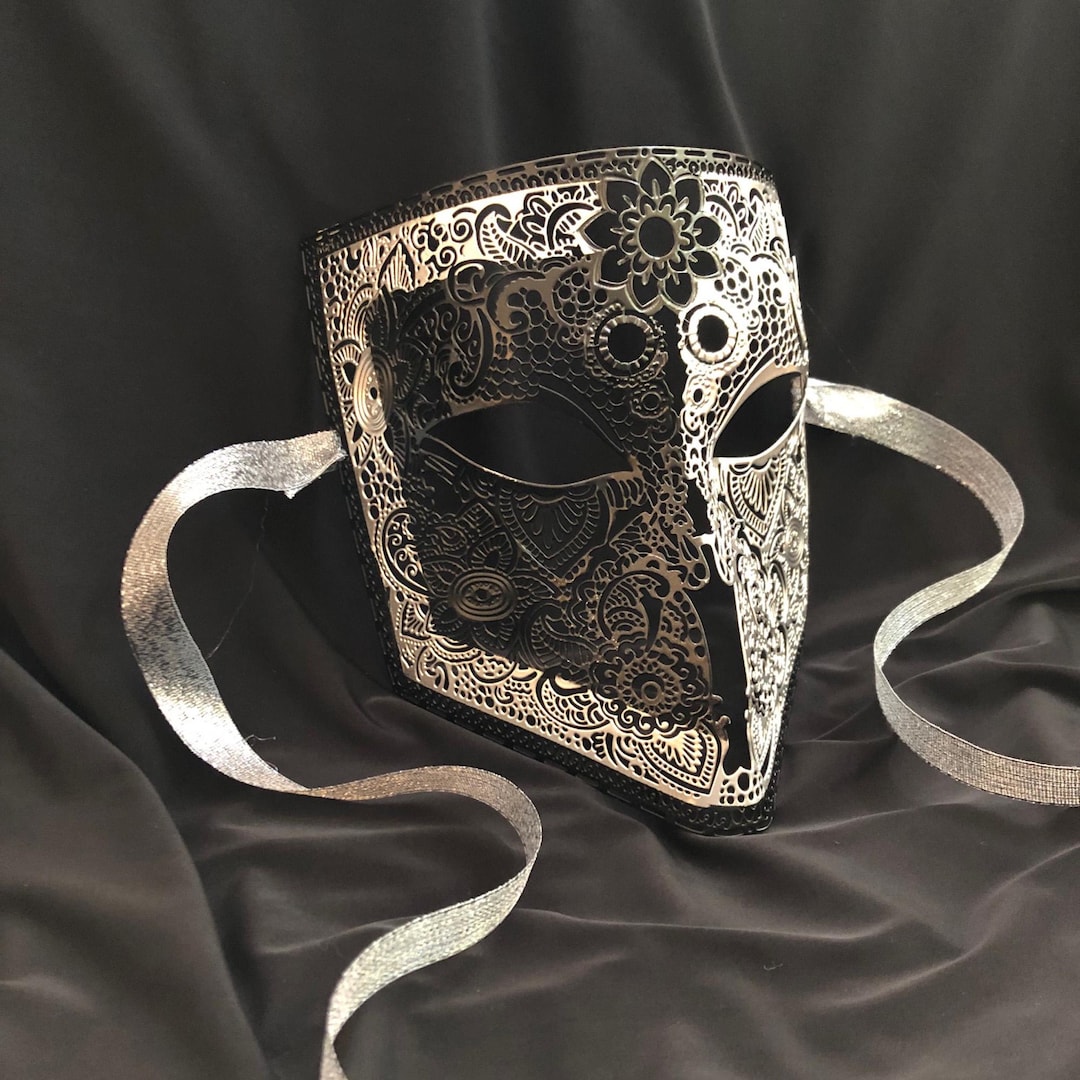 Men's Masquerade Mask Metal Venetian Mask Silver and Black - Etsy