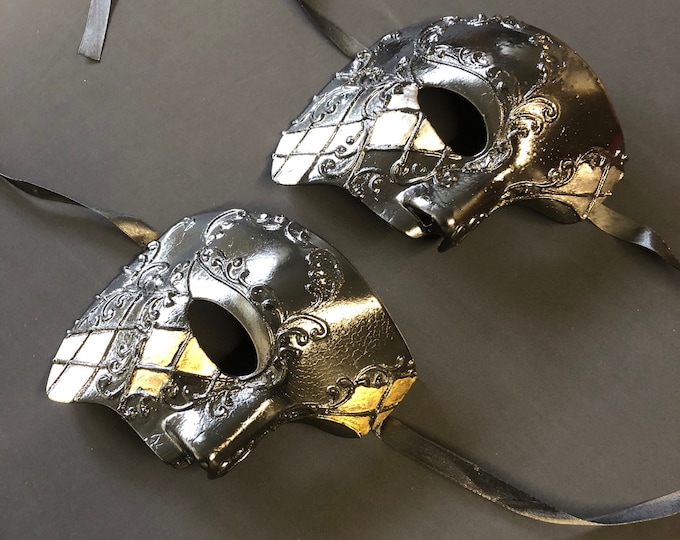 Men's Phantom Masks Gold and Silver Venetian Masquerade Masks - Etsy