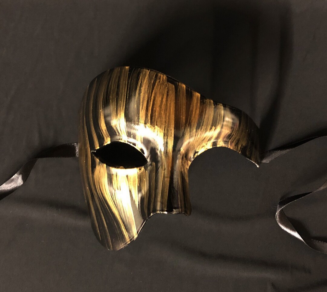 Abstract Phantom Mask Black and Gold Masquerade Mask - Etsy