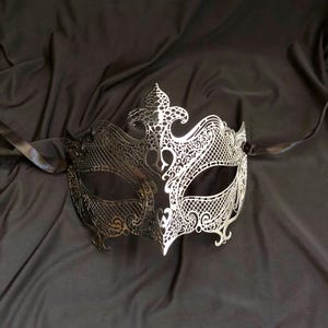 Silver and Black Masquerade Mask Laser Cut Metal Venetian Mask - Etsy
