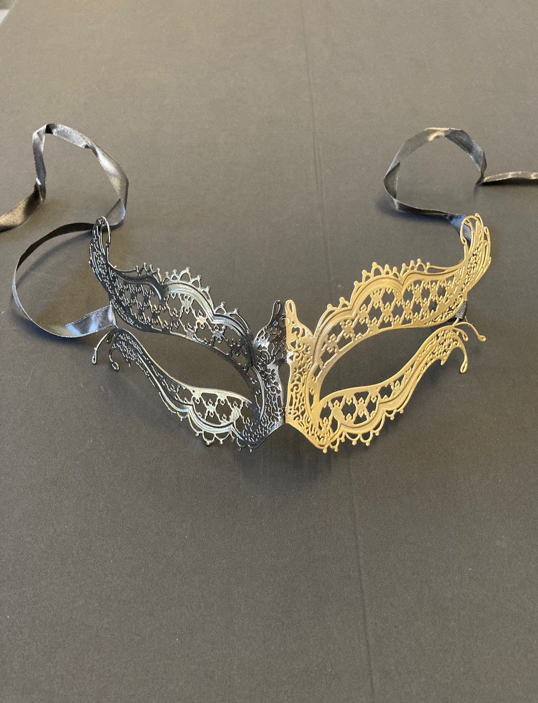 Black and Gold Metal Masquerade Eye Mask - Etsy