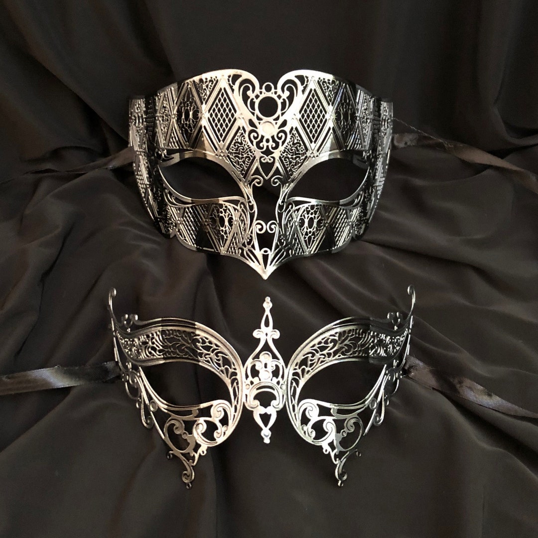 Luxury Venetian Masquerade Masks Silver Black - Etsy Australia
