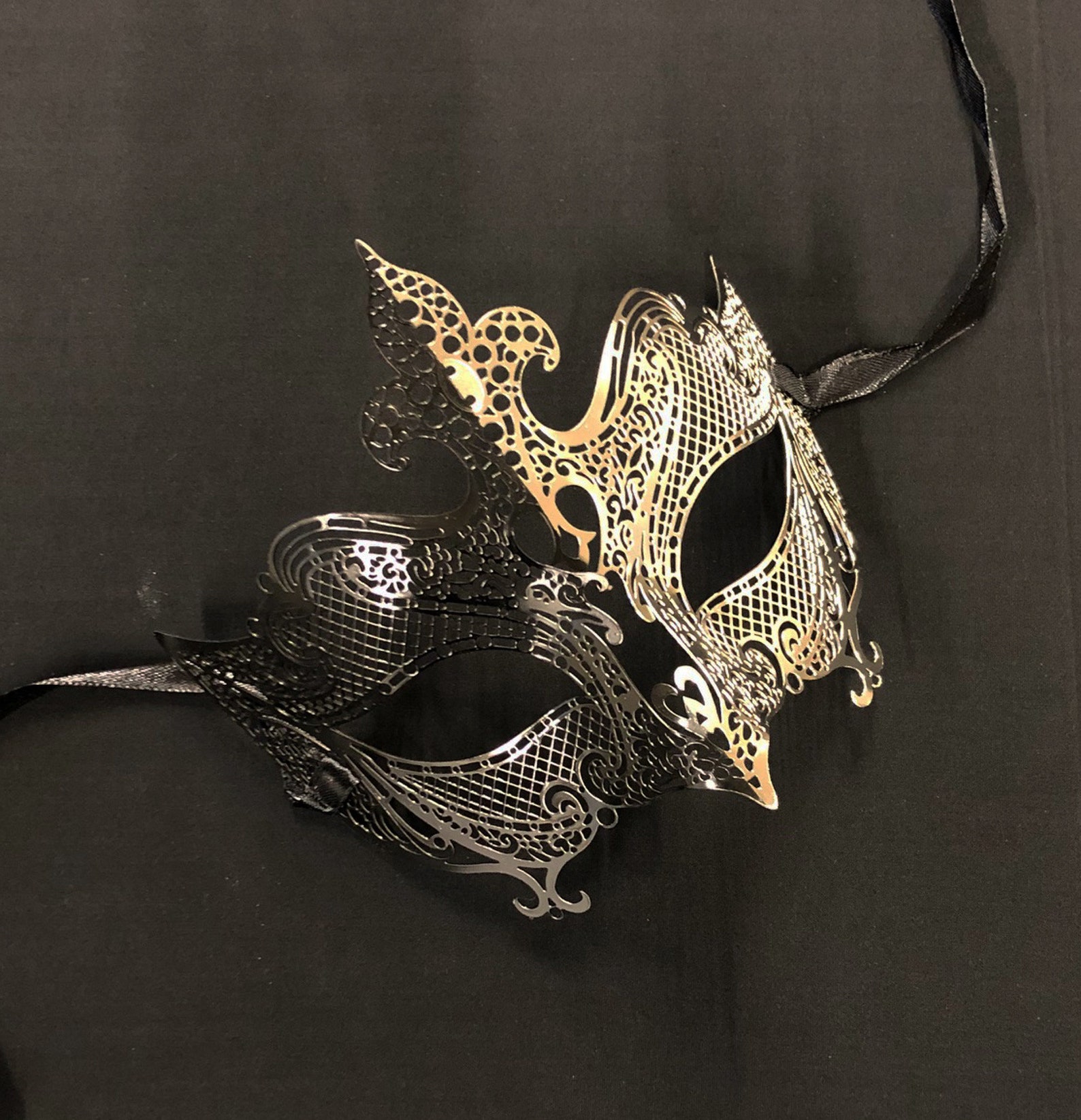 Silver and Black Masquerade Mask Laser Cut Metal Venetian Mask - Etsy