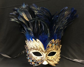 Venetian Bird Mask Masquerade Feather Mask Aqua - Etsy