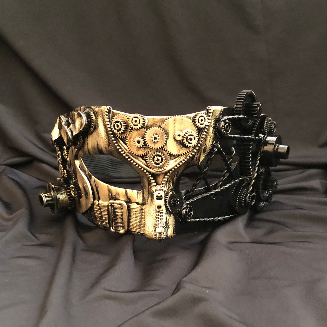 Steampunk Mask Gold and Black Cyborg Mask - Etsy