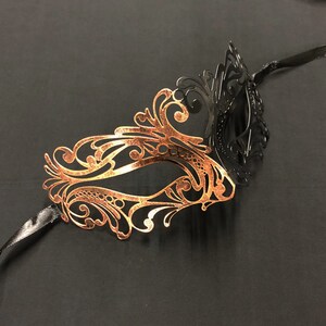 Metal Masquerade Mask Venetian Bronze and Black Masks - Etsy
