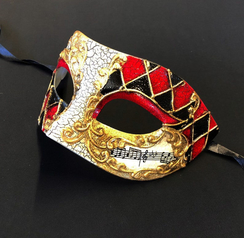 Men's Venetian Mask Masquerade Ball Mask Red and Black - Etsy