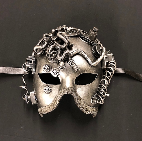 Silver Steampunk Mask Cyborg Mask Costume Mask - Etsy