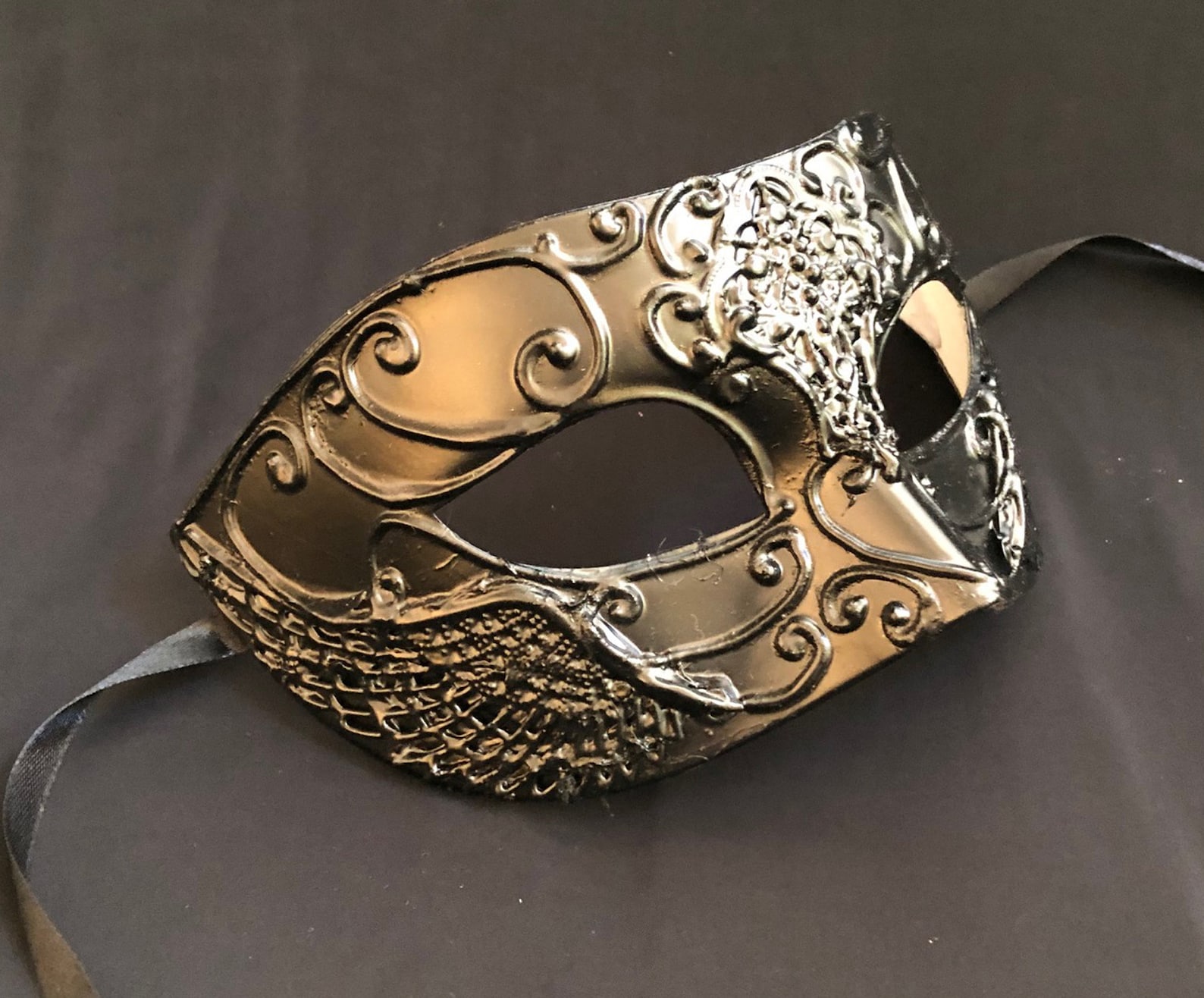 Dark Angle Masquerade Mask Black - Etsy