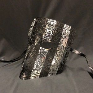 Men's Black and Silver Masquerade Mask Metal Venetian Mask - Etsy