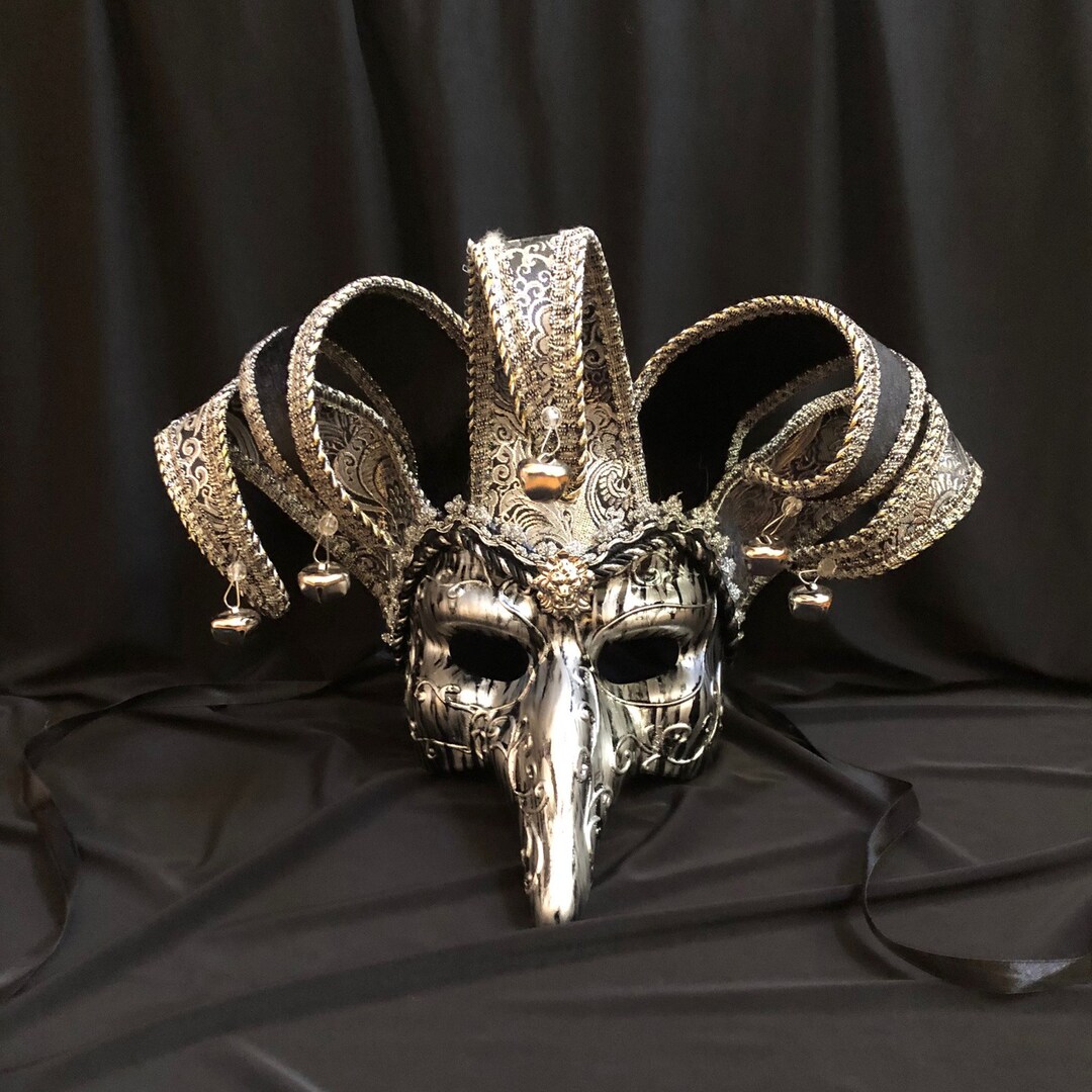 Masquerade Jester Mask Venetian Men's Mask Abstract Black and Silver - Etsy