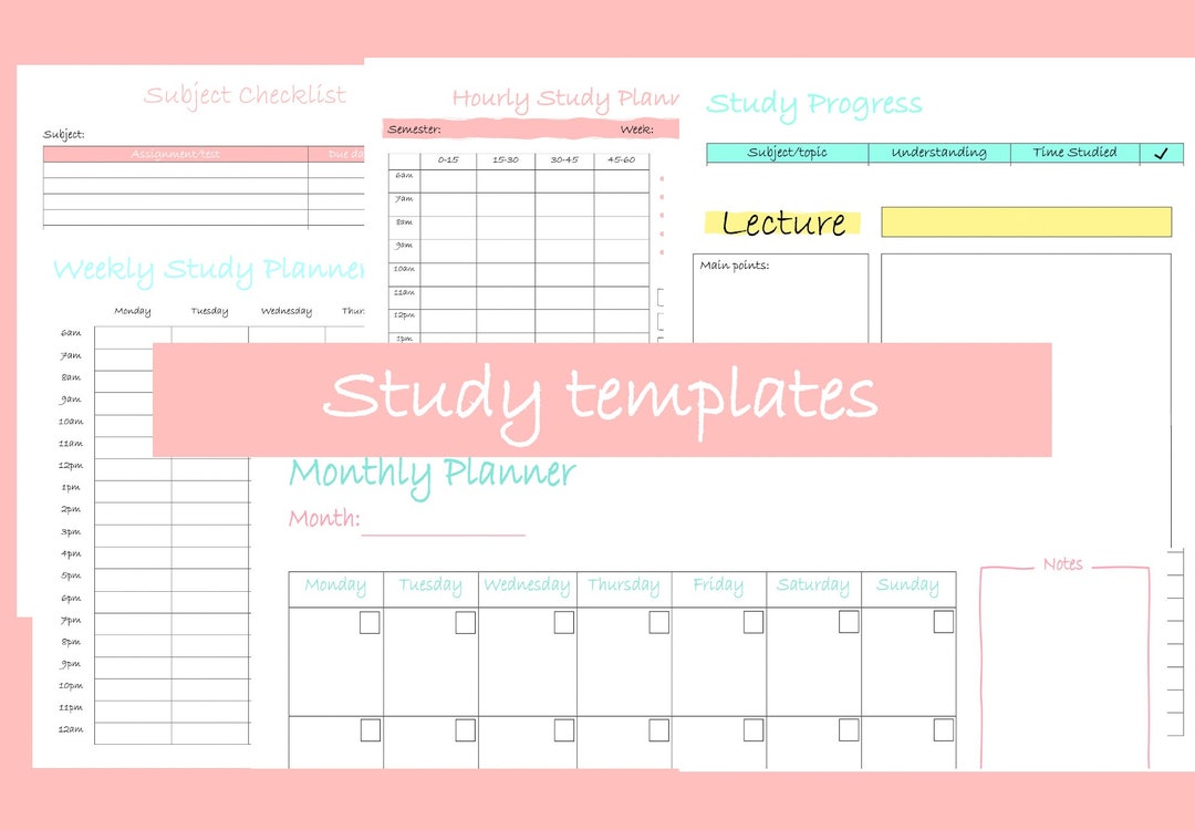 Study Templates Bundle / Templates for Printing or Electronic Editing ...