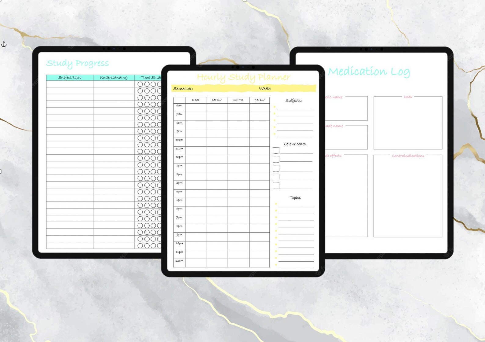 Nursing Study Templates Bundle / Templates for Printing or Electronic ...