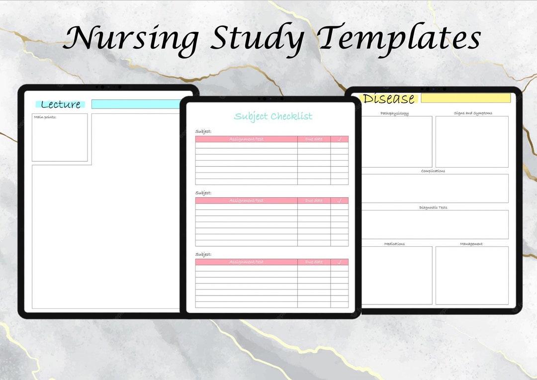 Nursing Study Templates Bundle / Templates for Printing or Electronic ...