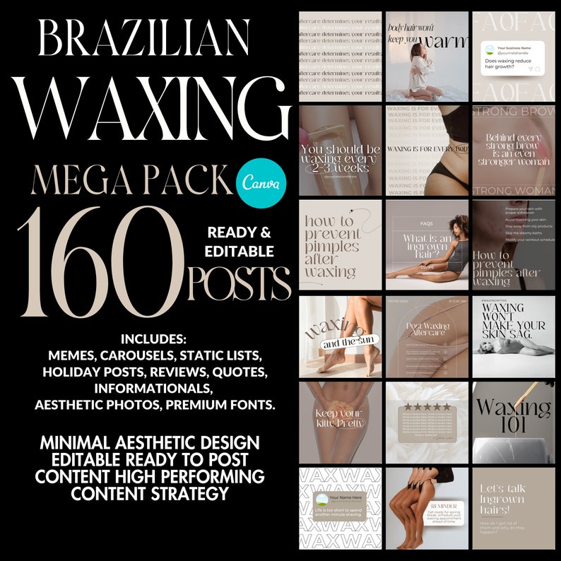 160 Editable Canva Instagram Posts for Waxing/brazilian Waxing - Memes ...