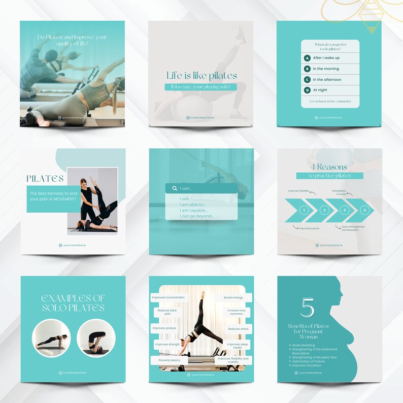 Pilates - 100 - Instagram Posts for Pilates Instructor or Pilates Class ...