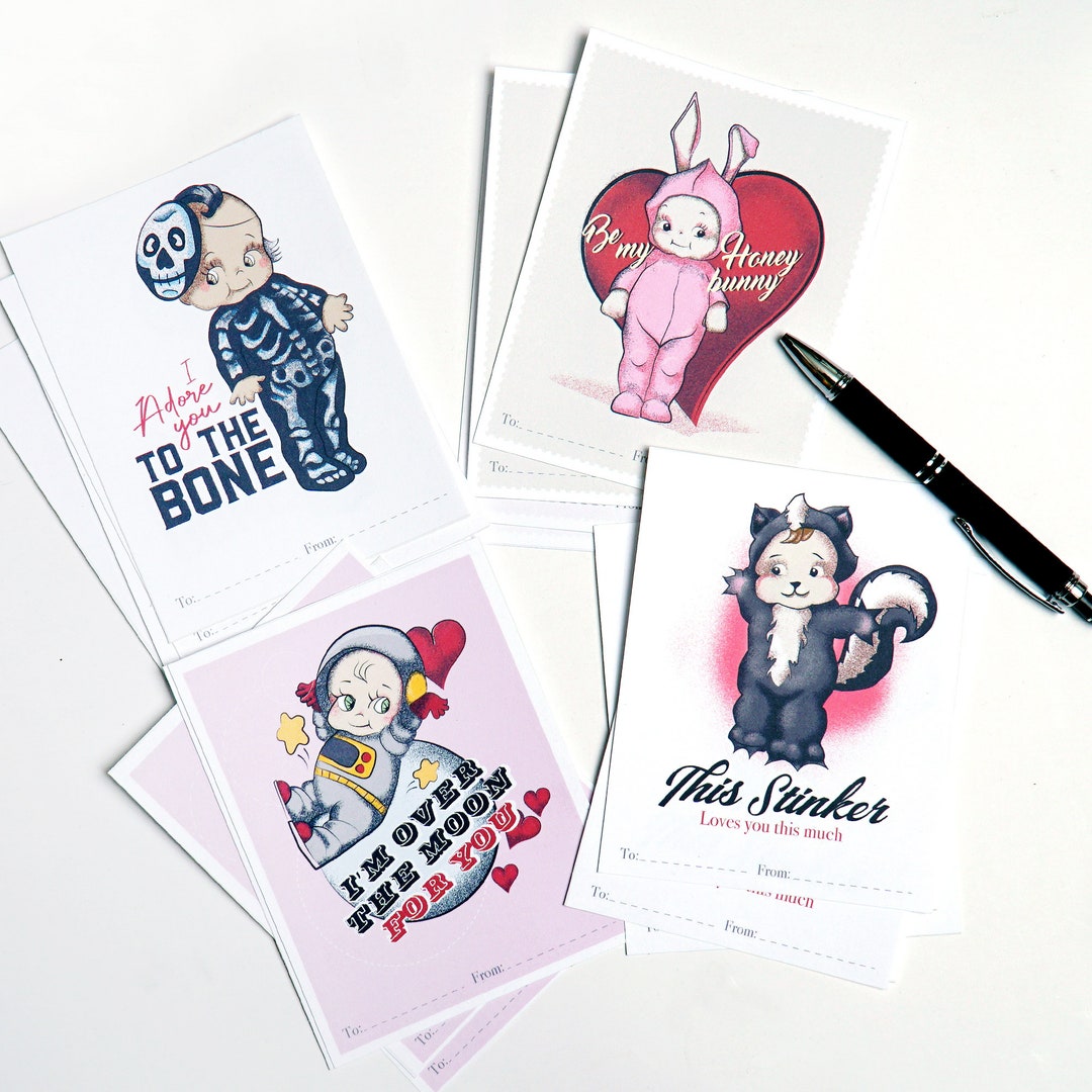 Kewpie Doll Valentines Day Card 4 Designs Set of 16 - Etsy