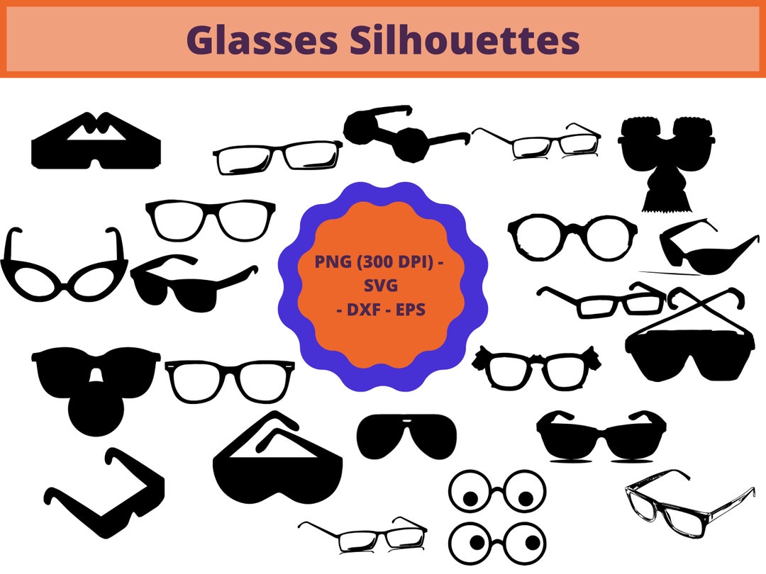 Glasses Svg Glasses Monogram Silhouette Glasses Svg Files Etsy