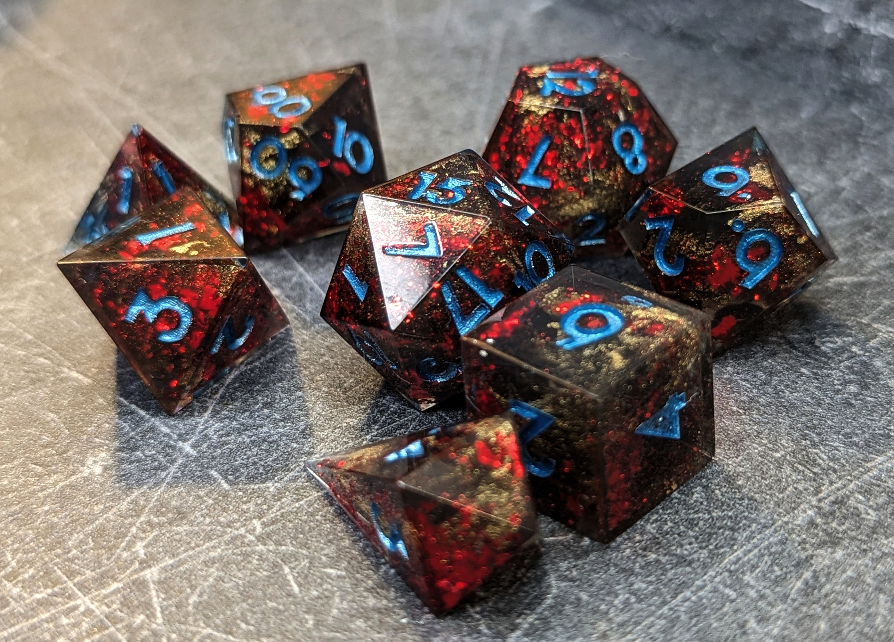 Fireworks: Dice Set Dnd Dice Polyhedral Dice Sharp Edge - Etsy
