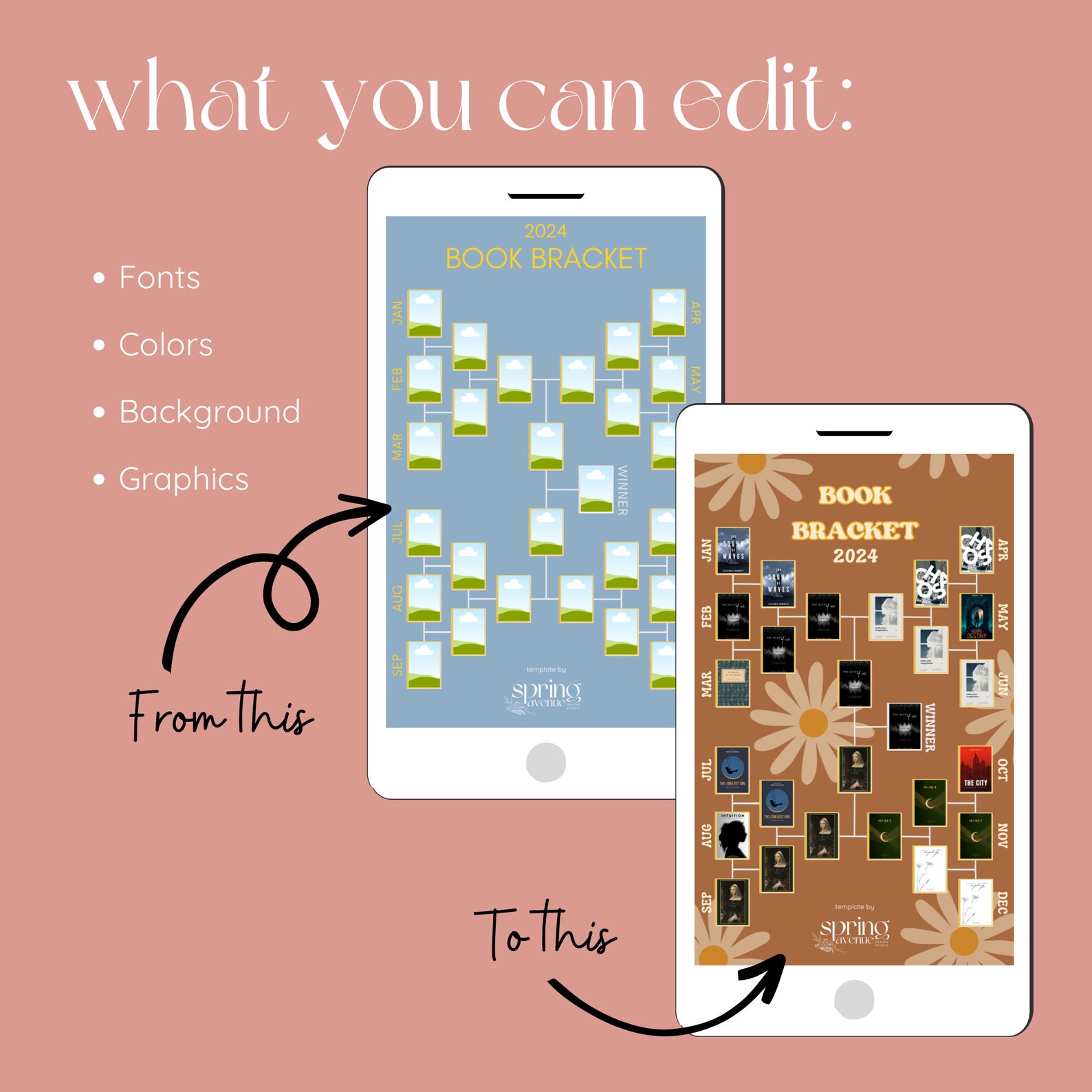 Instagram Book Bracket Template Canva Template for Bookstagram Yearly ...