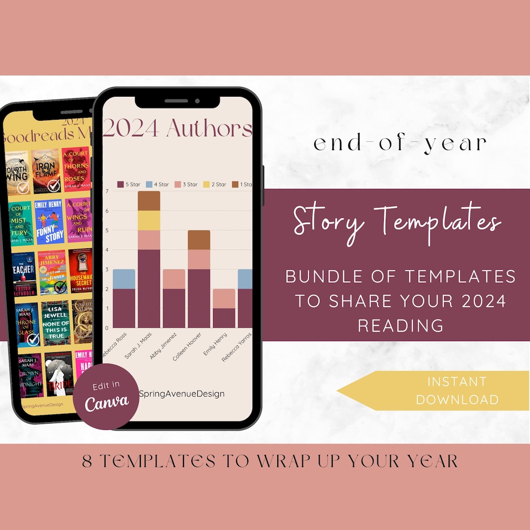 Bookstagram Wrap up Bundle | Canva Reading Graph Templates | Year in ...