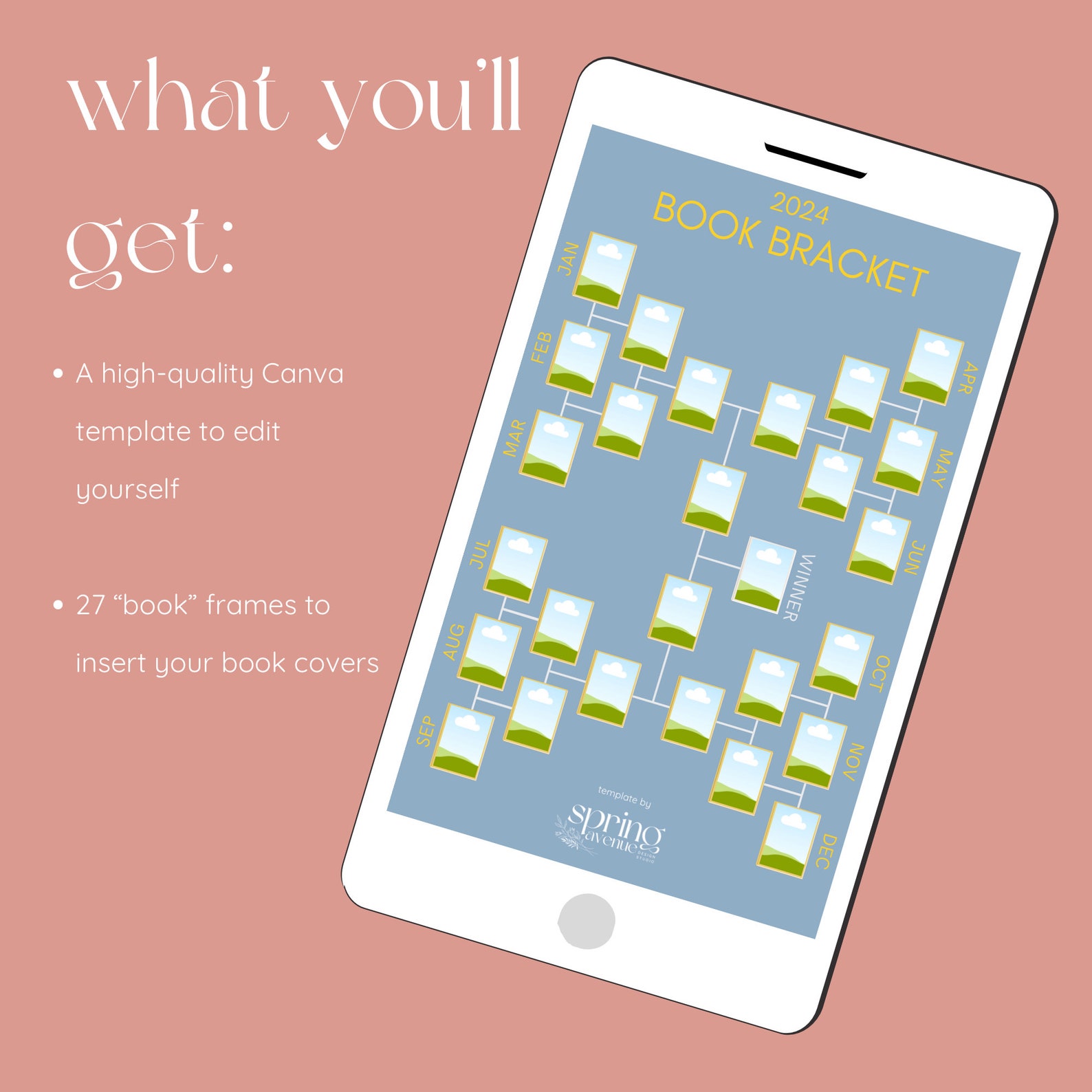 Instagram Book Bracket Template Canva Template for Bookstagram Yearly ...