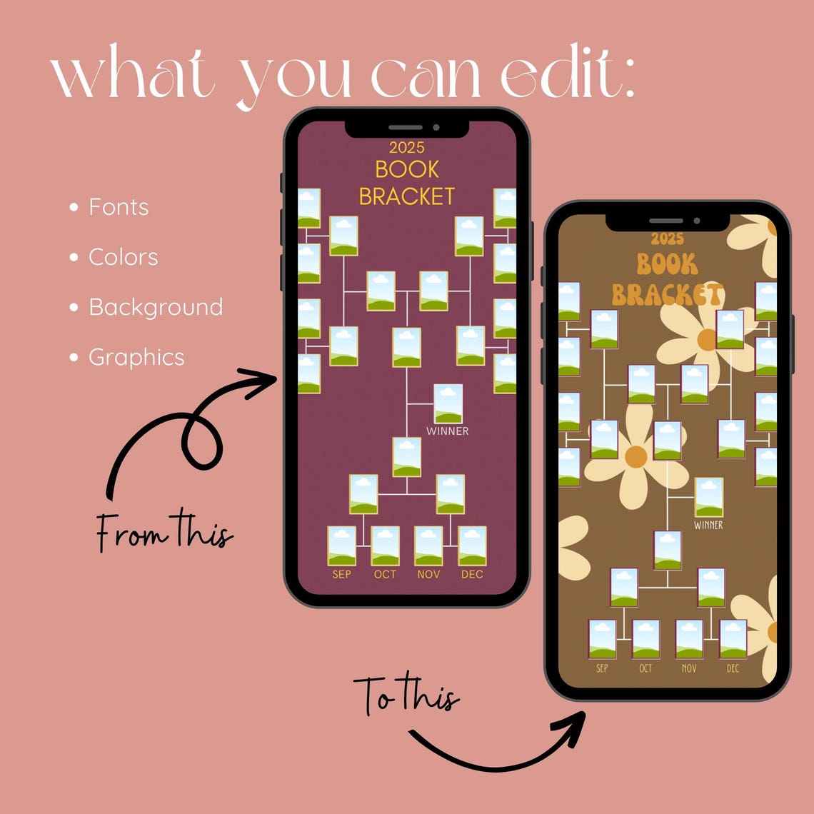 Instagram Book Bracket Template | Canva Template for Bookstagram ...