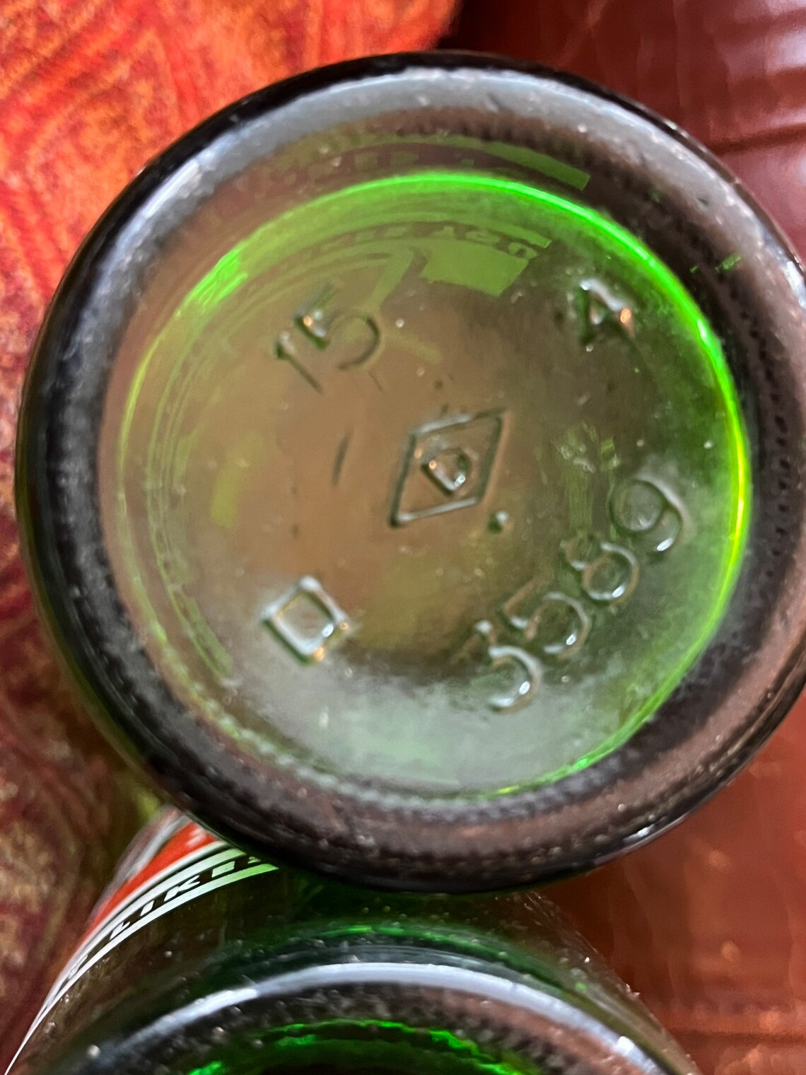 7 UP Glass Bottles Circa 1960s , Vintage Pop Bottles, Green Glass Bottles With Orange and White ...