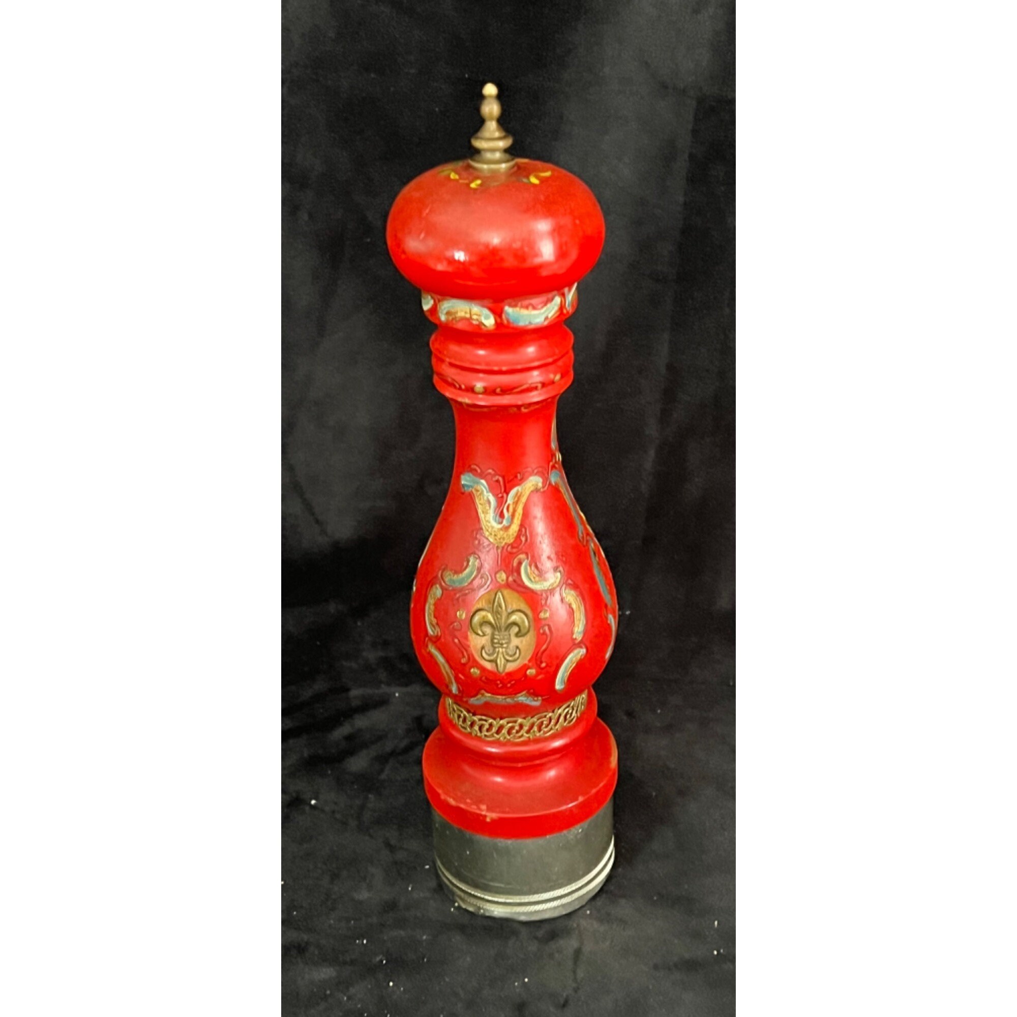 Vintage Hand Painted Pepper Grinder, Red Blue Moroccan Theme W/fleur De ...