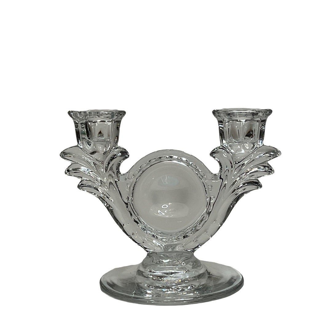 Vintage Duncan Miller Elegant Glass Candlestick, first Love Two Candle ...
