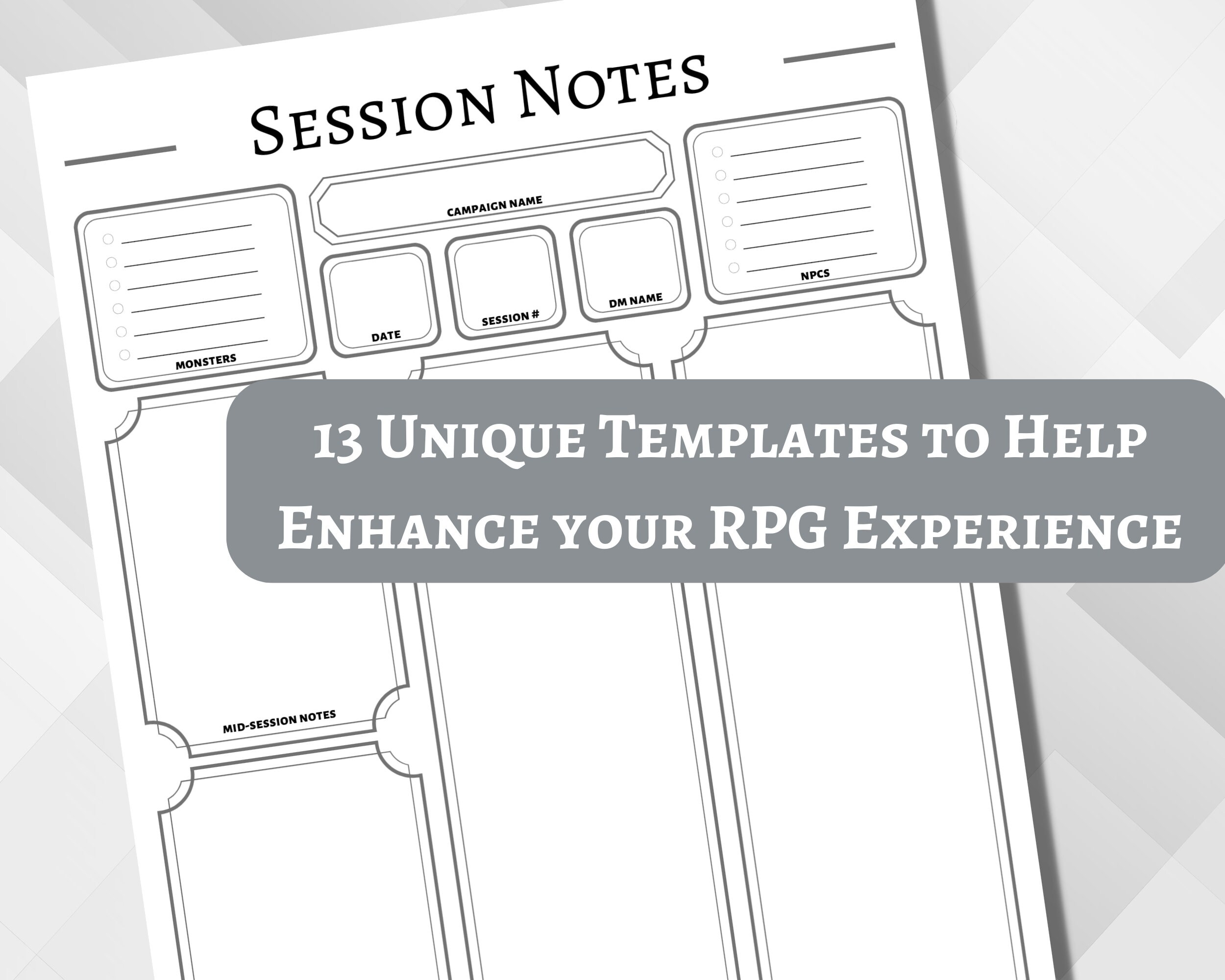 Dungeon Master Notes Template - Etsy