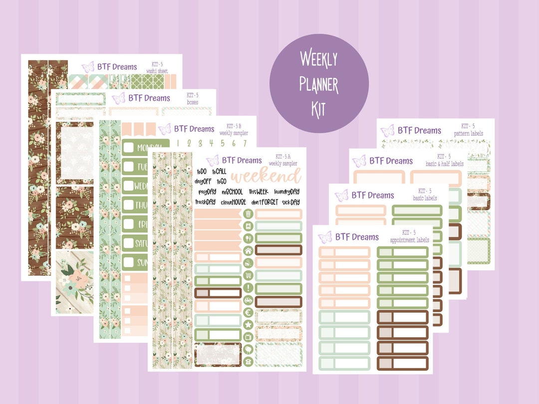 KIT-5 WEEKLY Planner Stickers, Erin Condren, Happy Planner - Etsy